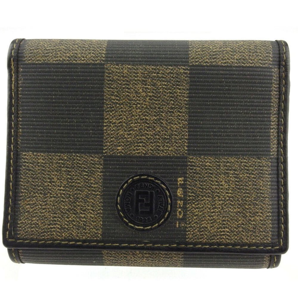 Authentic Fendi Tri-Fold Wallet Block Check Beige Pvc… - Gem